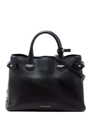 Burberry Leather And House Check Banner Satchel - Black