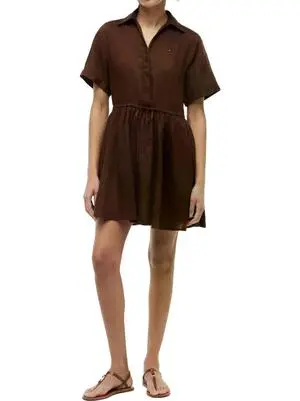 Tommy Hilfiger Drawstring-waist Shirt Dress - Brown