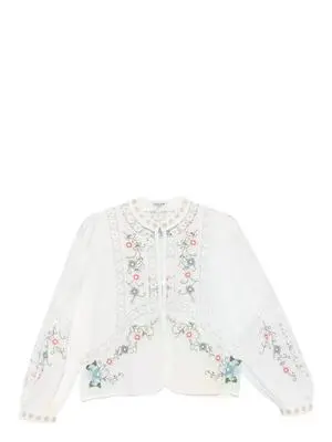 DREAM CATCHER Embroidered Lace-trim Blouse - White