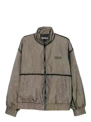 Versace Logo-print Zip-up Jacket - Brown