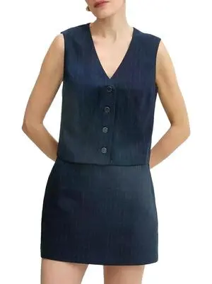 Guess Pinstripe Mini Skirt - Blue