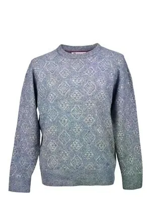 Brunello Cucinelli Geometric-patterned Sweater - Blue