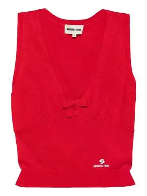 SHUSHU/TONG Bow-detail Knitted Top - Red