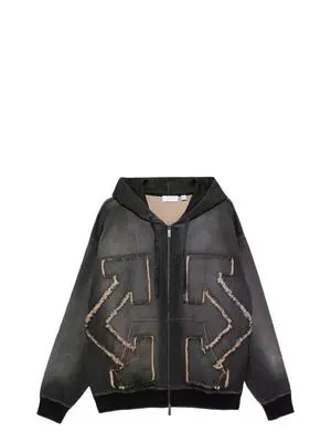 Off-White Arrows Patchwork Zip-up Hoodie - Grey