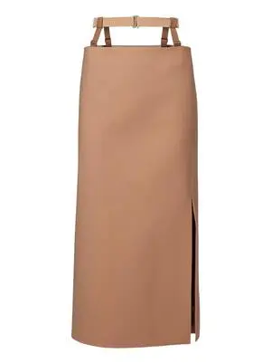 MUGLER Cutout Wool-blend Pencil Skirt - Beige