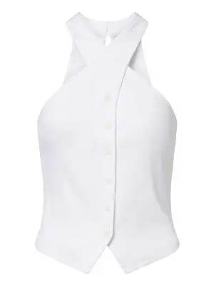 Veronica Beard Thea Halterneck Cotton-blend Top - White