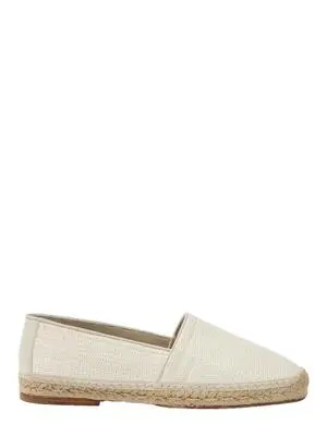 Brunello Cucinelli Suede-trimmed Woven Espadrilles - White