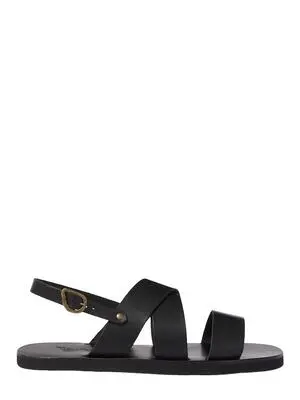 ANCIENT GREEK SANDALS Miltos Leather Slingback Sandals - Black