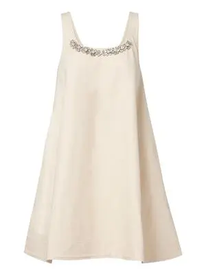 Simone Rocha Embellished Cotton Minidress - Beige