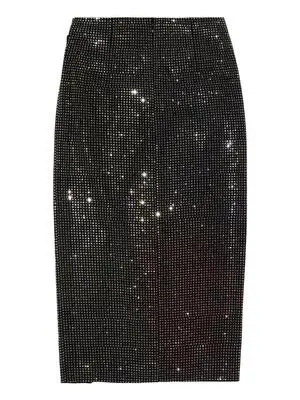 Roland Mouret Crystal-embellished Ruched Midi Skirt - Black