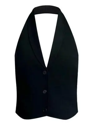 12 STOREEZ Buttoned Open-back Vest - Black