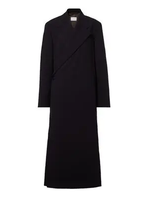 LEMAIRE Wool Crepe Wrap Coat - Black