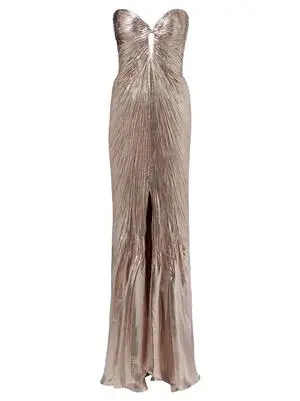 MARIA LUCIA HOHAN Mirren Silk-blend Chiffon Bustier Gown - Silver