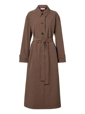 RÓHE Checked Belted Coat - Brown