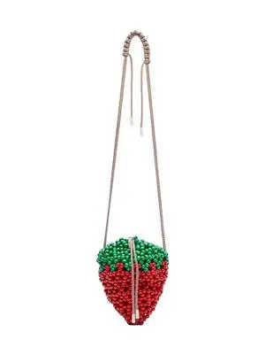 ALEMAIS Mini Beaded Crossbody Bag - Red