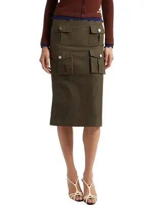 SHUSHU/TONG Multipocket Utility Midi Skirt - Green
