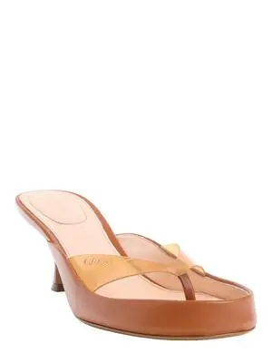 Chloé Junie Kitten Heel Mule - Terracotta Brown