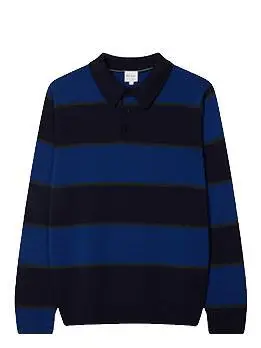 Paul Smith Striped Merino Wool Rugby - Blue