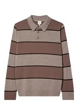 Paul Smith Merino Wool Striped Rugby - Brown