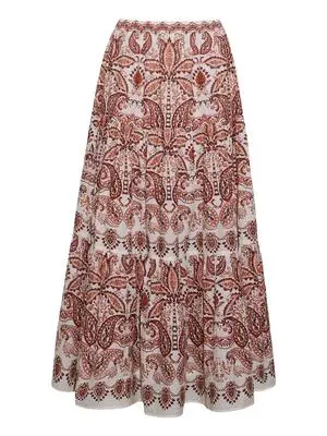 CARA CARA Cara Cara New York Melanie Tiered Paisley Print Cotton Voile Skirt