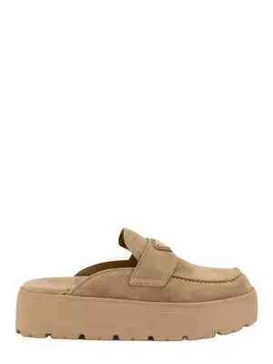 Prada Suede Platform Mules - Neutrals