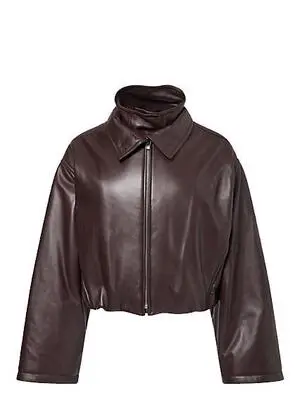 Alaïa Leather Bomber Jacket - Acajou