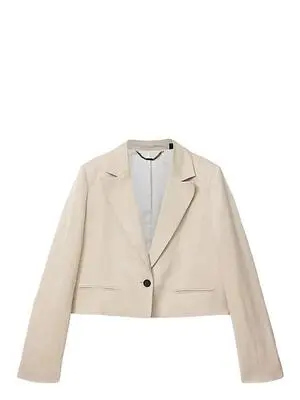 ALLSAINTS Helena Single-breasted Cropped Linen-blend Blazer - Stone
