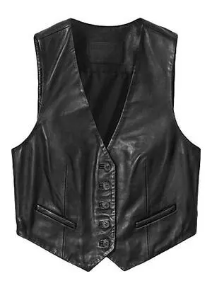 ALLSAINTS Arla Lea Leather Waistcoat - Black