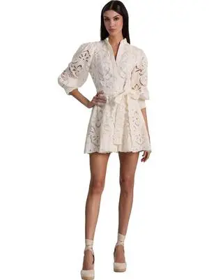 Alice + Olivia Alice + Olivia Lucy Mini Shirt Dress White