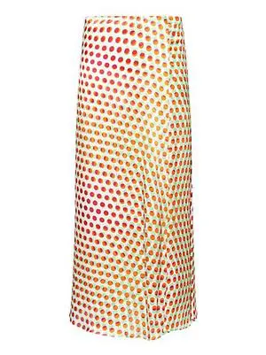 Dries Van Noten Polka Dot Silk Midi Skirt - Ecru