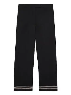 REISS Stripe-print Tapered Cotton Trousers - Black Ivory