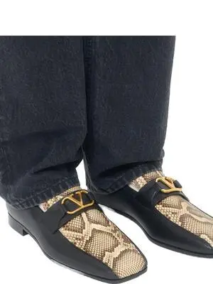 Valentino Garavani Vlogo Signature Kidskin And Python Loafer - Black