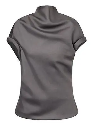 Khaite Tandie Draped Wool-silk Blend Top - Storm