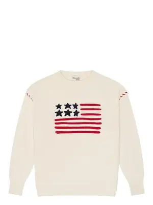 ELLSWORTH + IVEY Riley American Flag Crewneck - Neutral