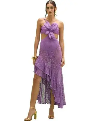 PatBO Sirena Mesh Flower Maxi Dress - Purple