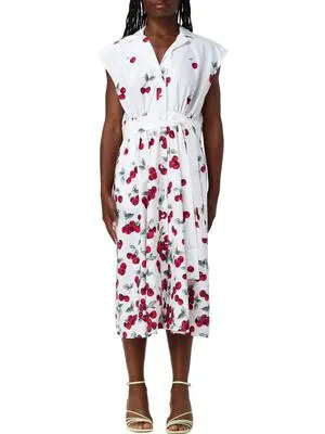 TWINSET Cherry Print Midi Dress - White