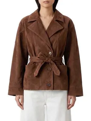 URBANCODE Suede Belted Jacket - Brown