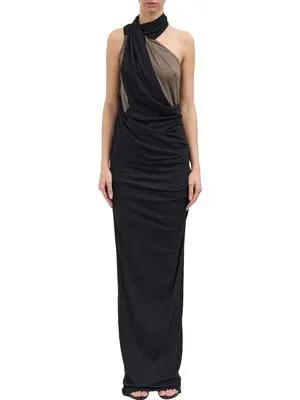 ENTIRE STUDIOS Asymmetrical Stretch Cotton Maxi Dress - Black