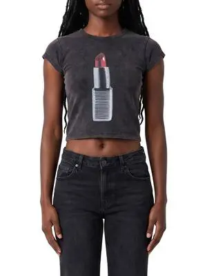 Alexander Wang Alexander Wang Cropped Slim Fit Graphic T-Shirt Grey