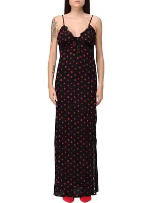 MAR DE MARGARITAS Viscose Floral Printed Maxi Dress - Black