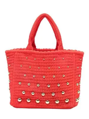 Sandro Stud-embellished Crochet Tote Bag - Red