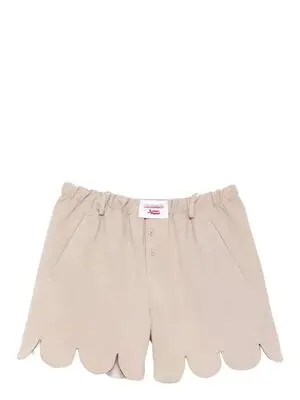 CHARLES JEFFREY Logo-patched Scalloped-hem Shorts - Neutrals