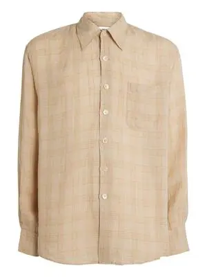 Our Legacy Cotton-linen-blend Check Above Shirt - Yellow
