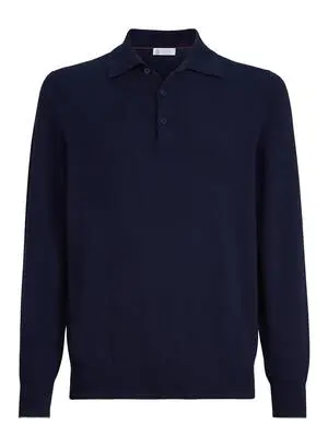 Brunello Cucinelli Cashmere Polo Sweater - Blue
