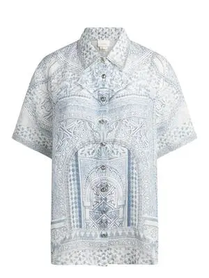 Camilla Linen Printed Shirt - Blue