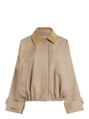 RÓHE Cotton Bomber Jacket With Suede Collar - Beige