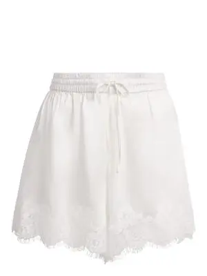 FLEUR DU MAL Lace-trim Stretch-silk Juliet Shorts - Ivory
