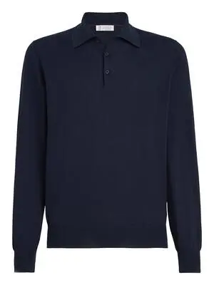 Brunello Cucinelli Cotton Polo Sweater - Blue