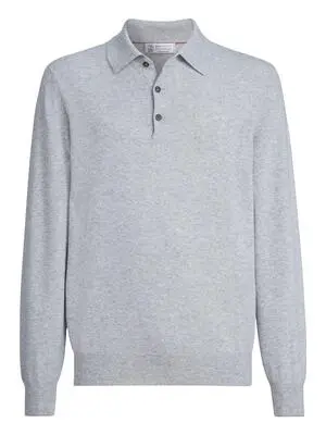 Brunello Cucinelli Cashmere Polo Sweater - Grey