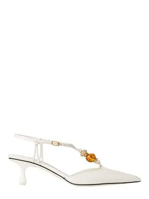 JIMMY CHOO Lauri 50 Nappa Leather Slingbacks - Latte Mix